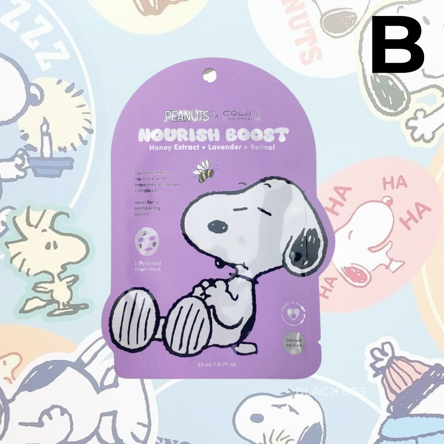 PEANUTS FACE SHEET MASK – Black Bee